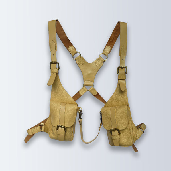 Handcrafted Leather Shoulder Harness Utility Bag by Piel Cuero Camel